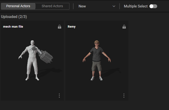Uploading Personal Actors
